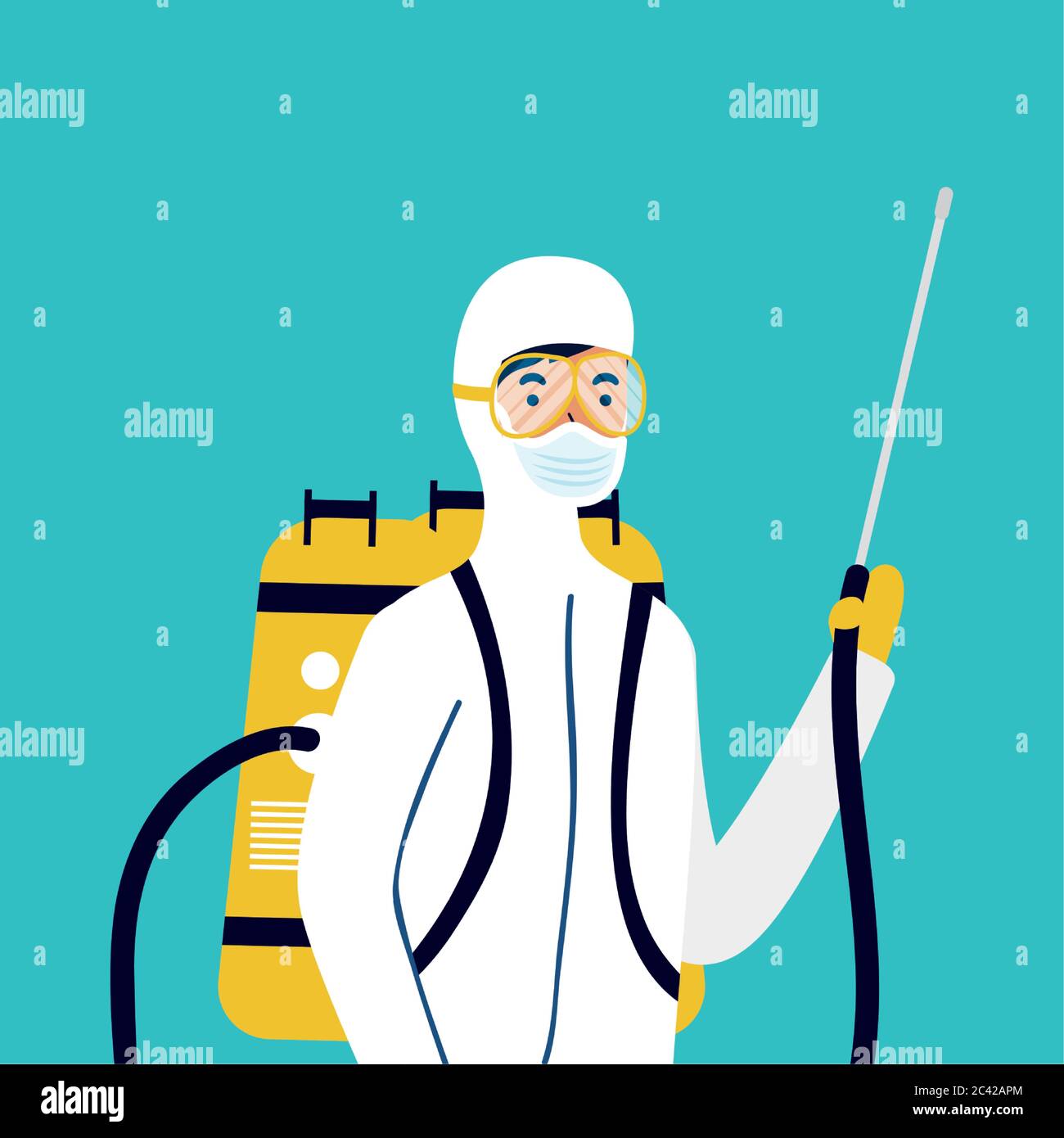 biosafety worker with sprayer disinfect vector illustration design ...