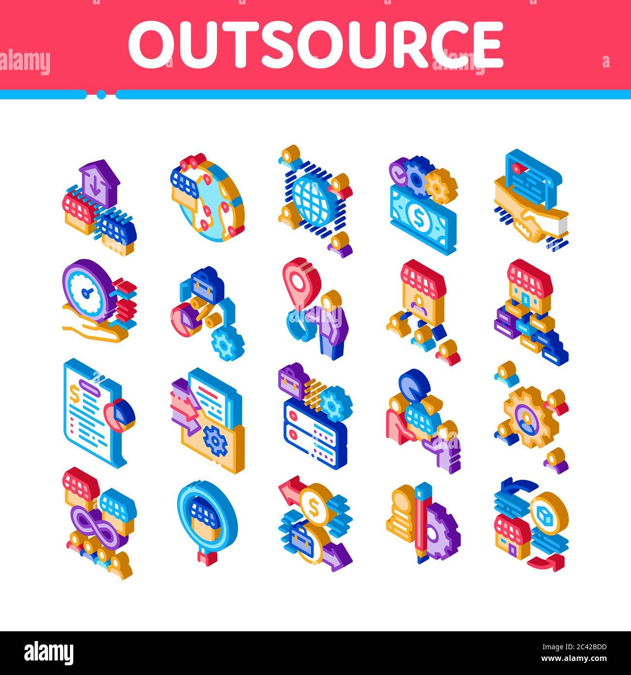 Outsource Management Isometric Icons Set Vector Stock Vector Image & Art - Alamy