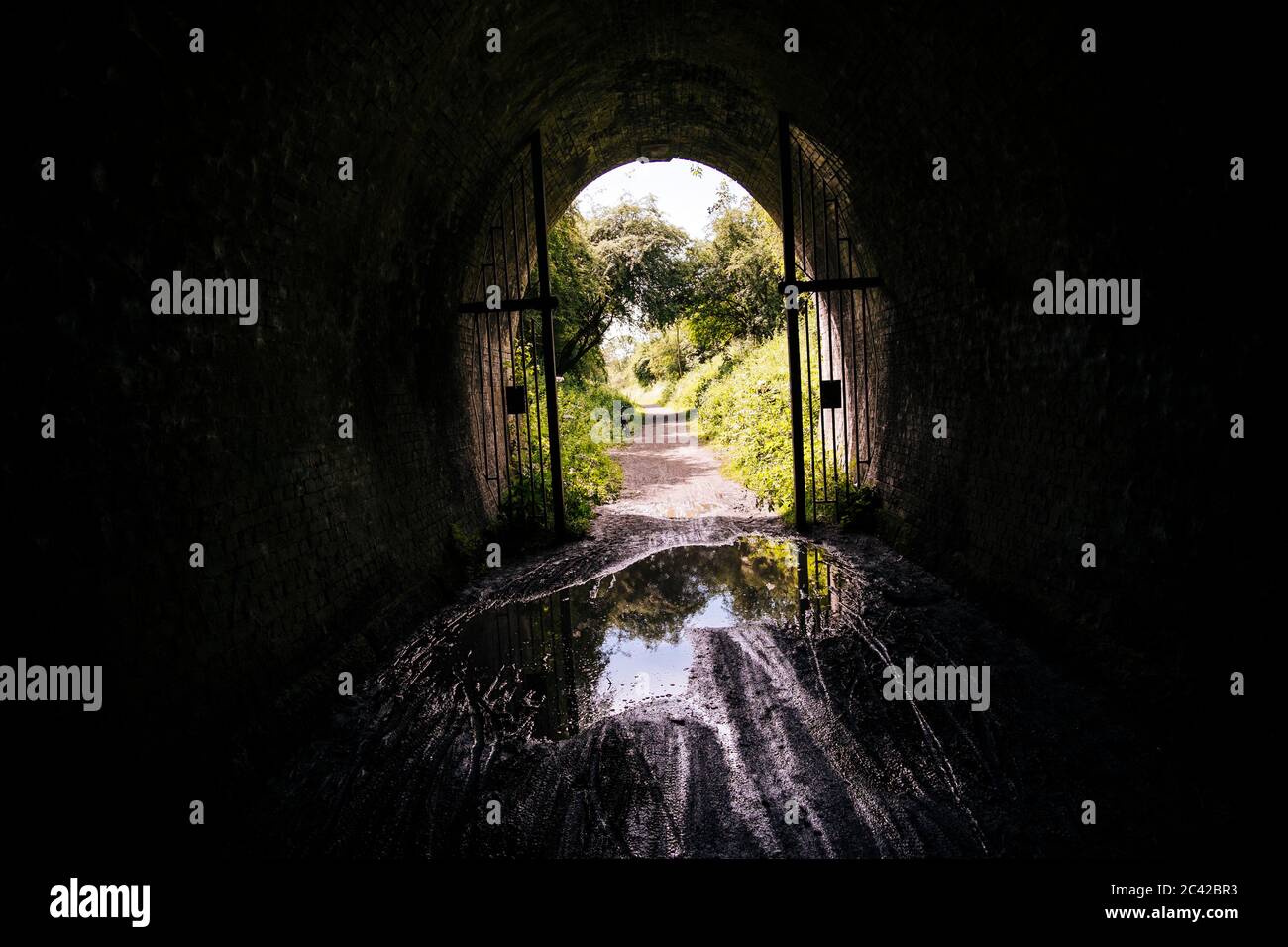 The Oxendon Tunnel on the Brampton Valley Way, a disused railway line ...
