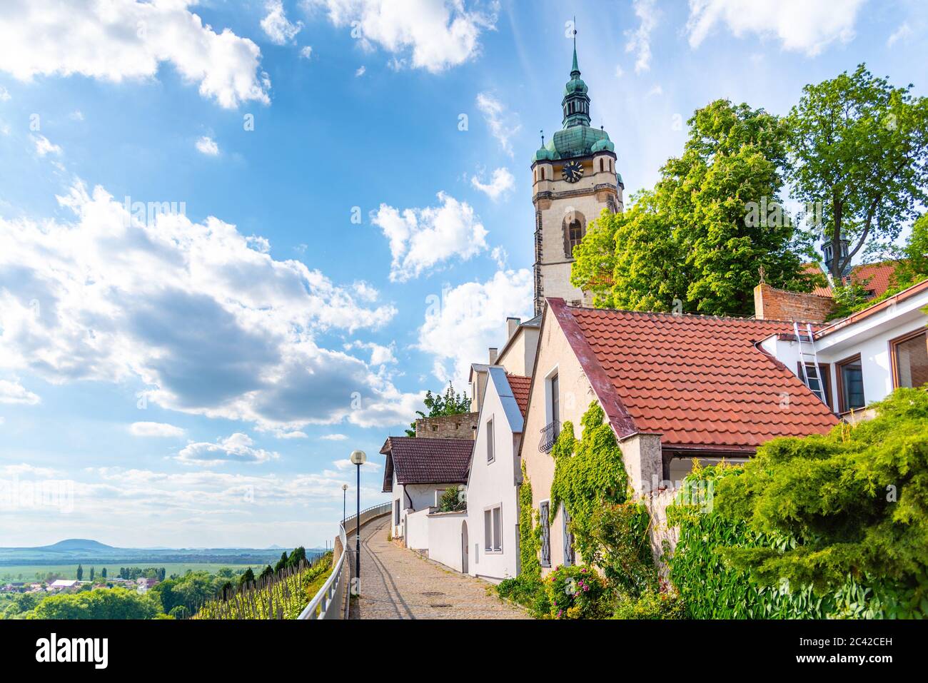 Tower of Church of St. Peter and Paul in Melnik, Czech Republic Stock ...