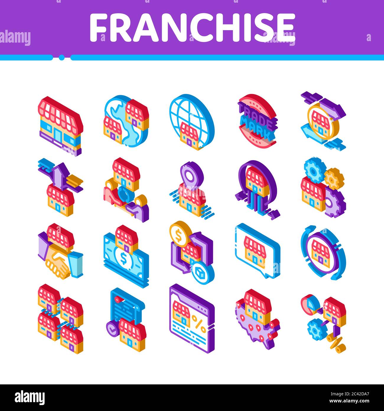 Franchise Business Isometric Icons Set Vector Stock Vector Image & Art ...