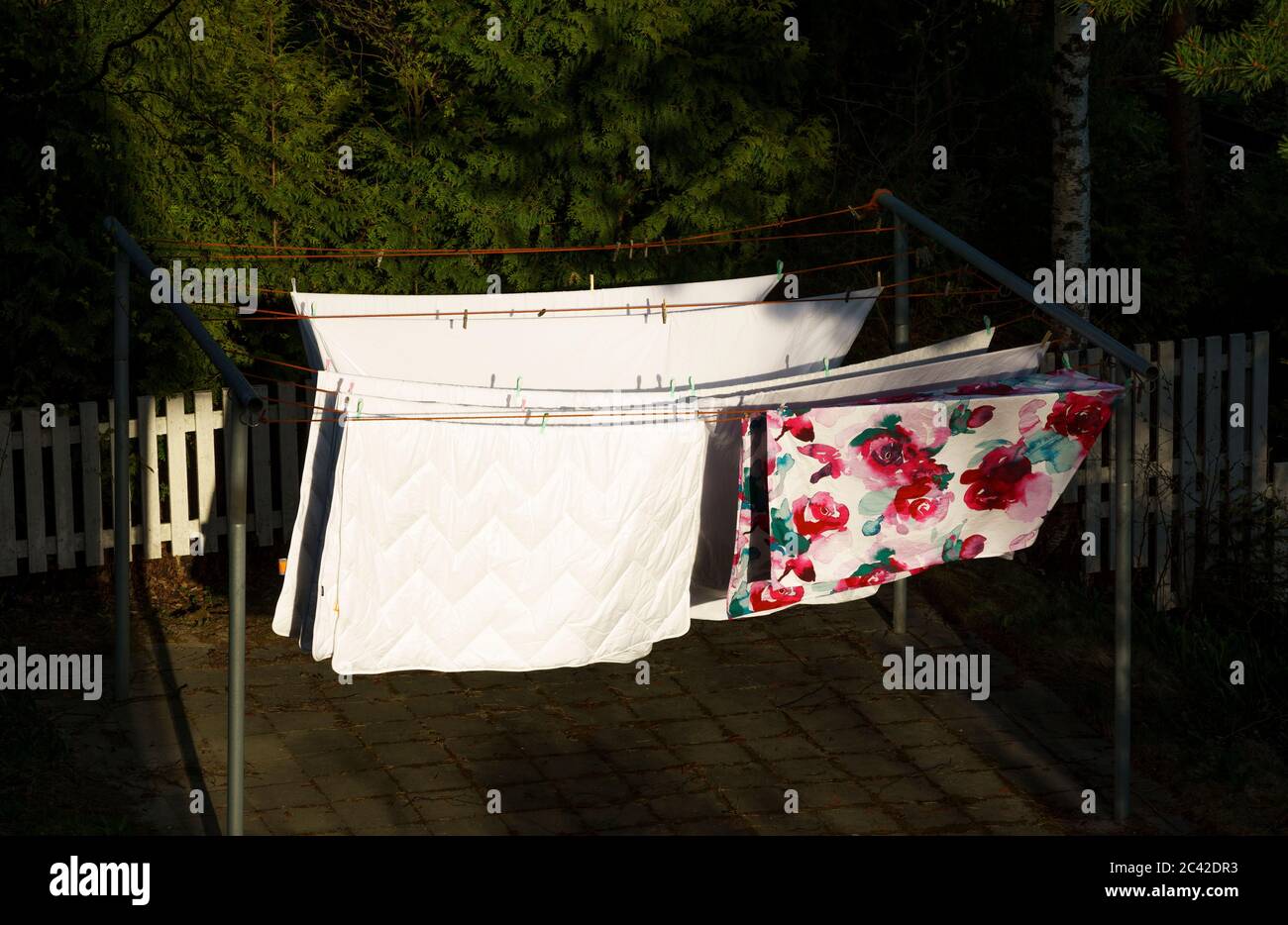 Aerial view of laundry drying outside , Finland Stock Photo - Alamy
