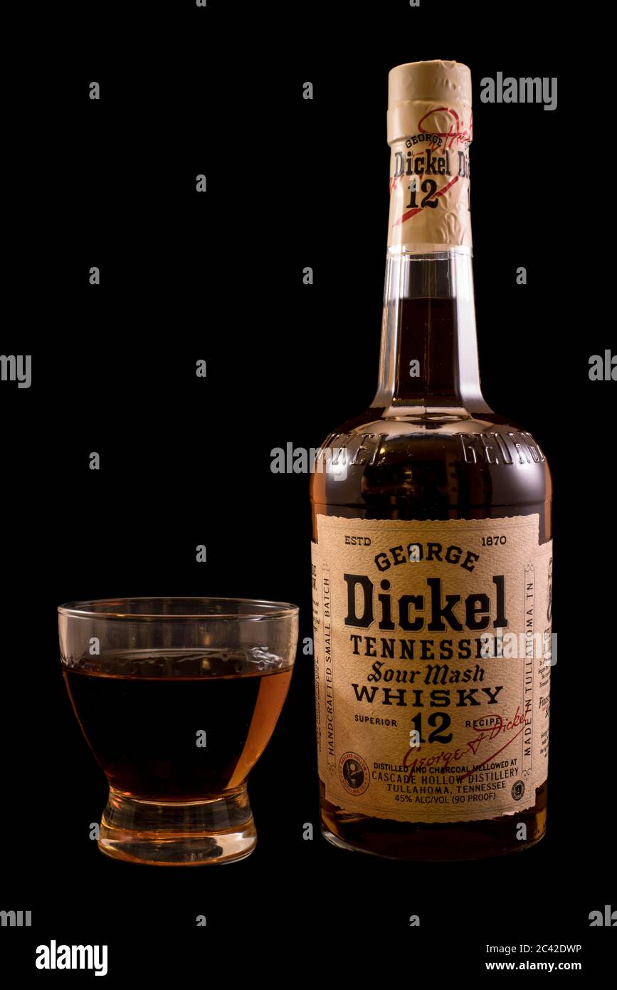 George Dickel 12 Year Tennessee Whiskey with a low ball of neat whiskey ...