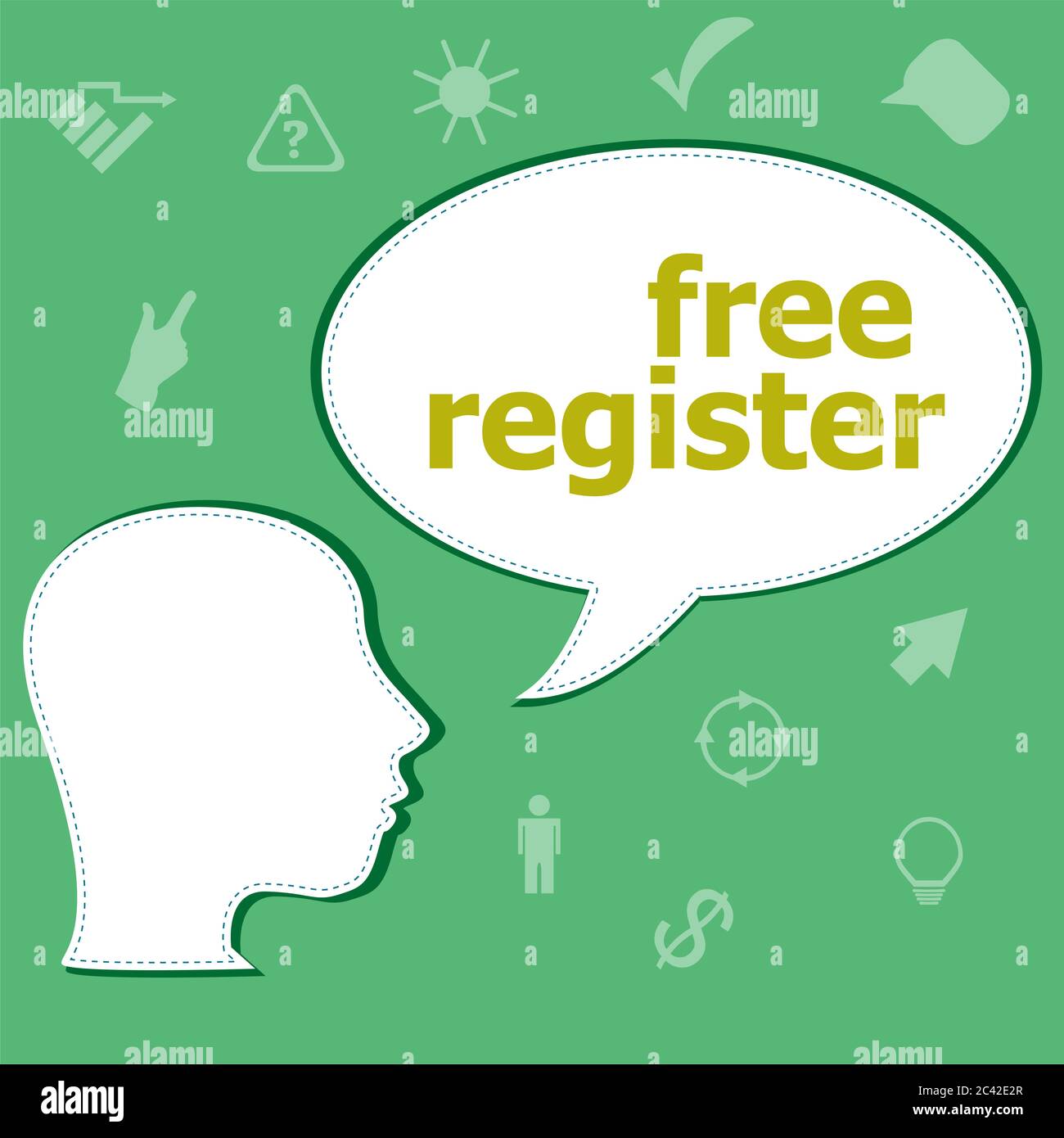 Text Free register on digital background. Information concept . Head ...