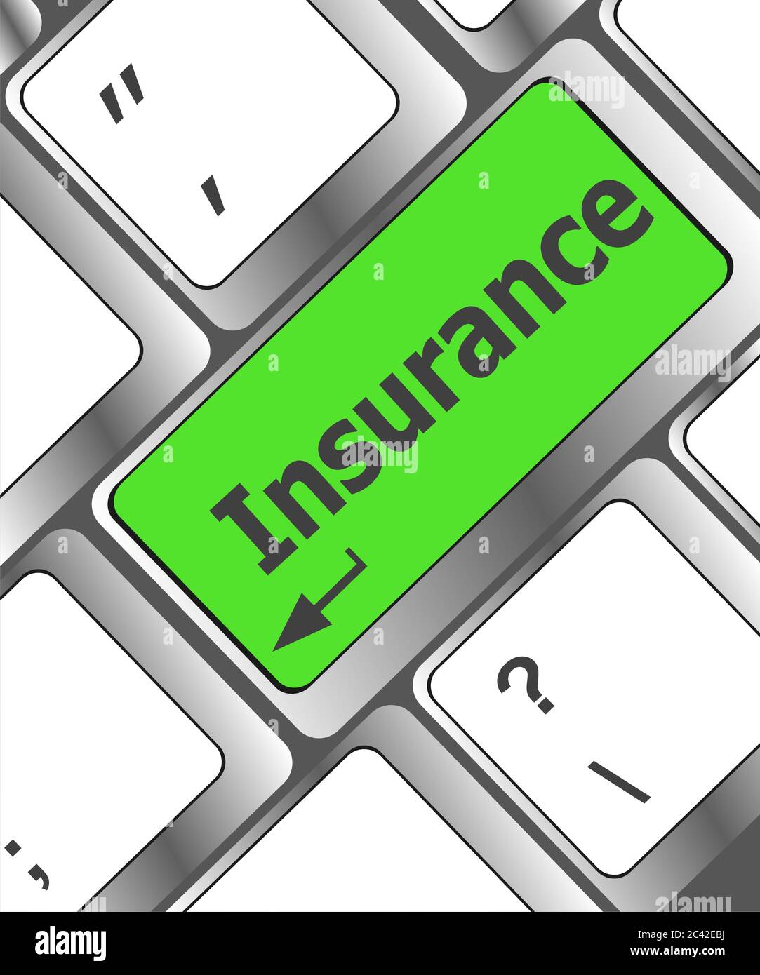 Keyboard with insurance button. Computer laptop keyboard Stock Photo ...