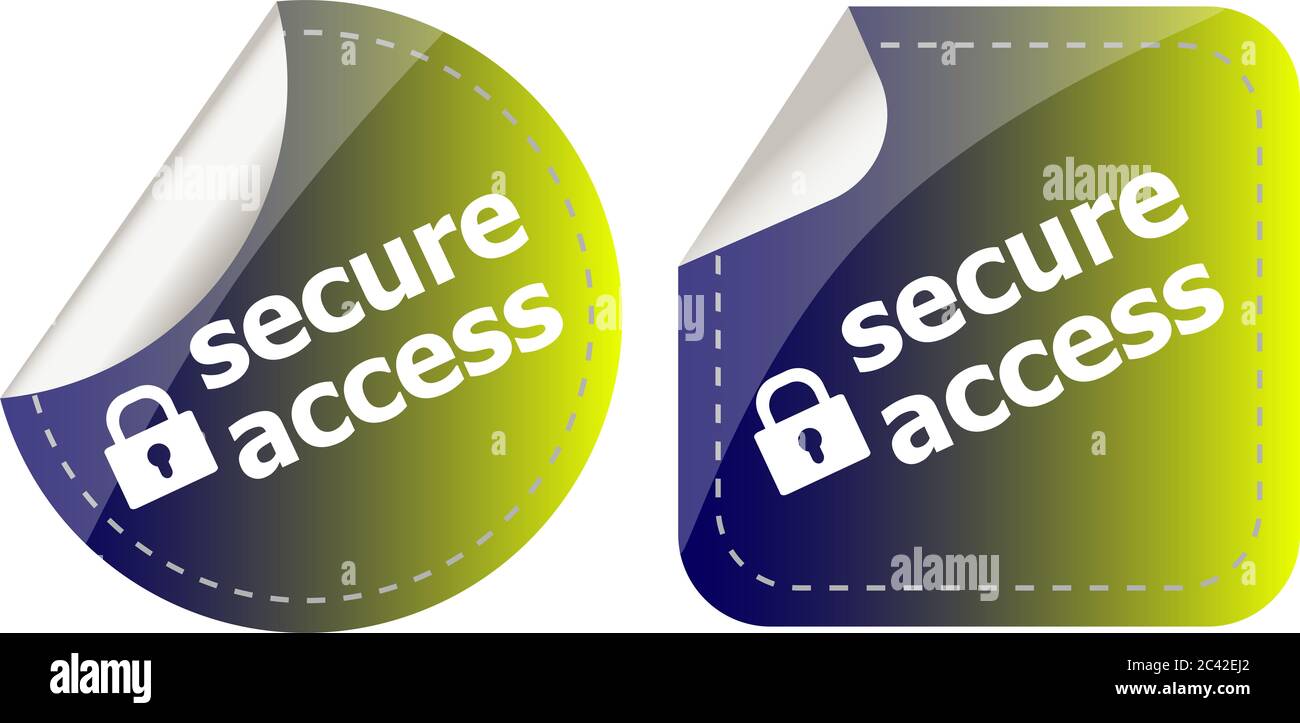 secure access with lock on stickers set isolated on white Stock Photo ...