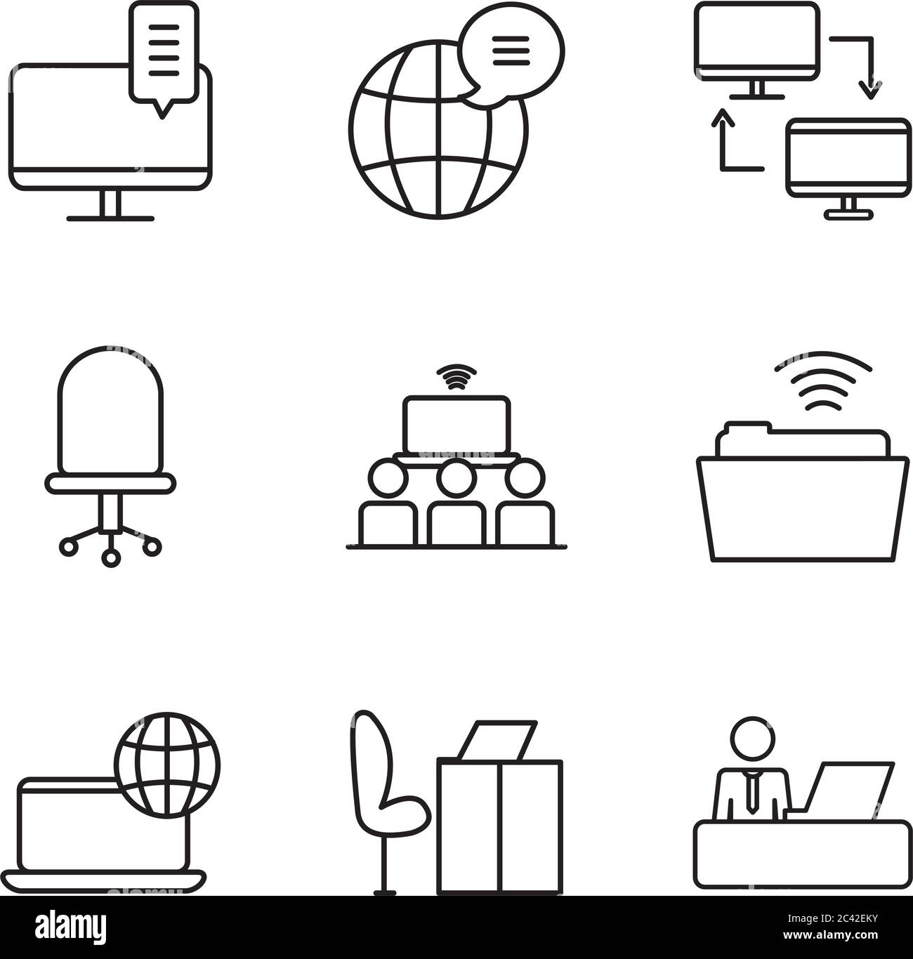laptop computer, work and technology icon set over white background ...