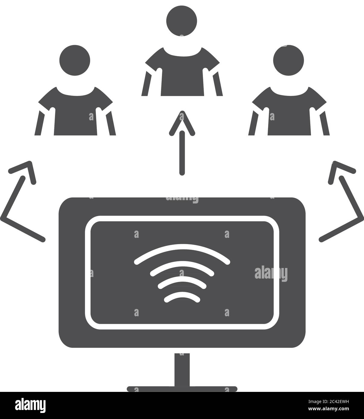 network computer and pictogram people icon over white background ...