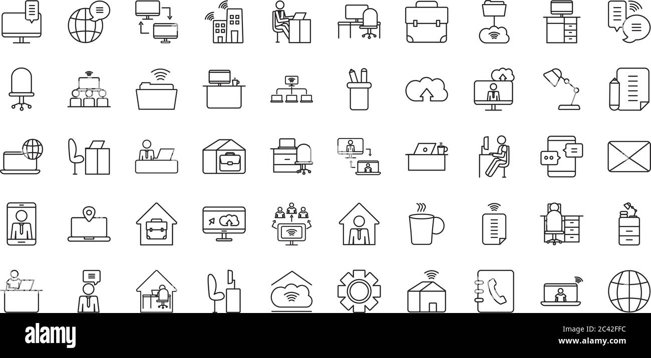 pictogram people and work icon set over white background, line style ...
