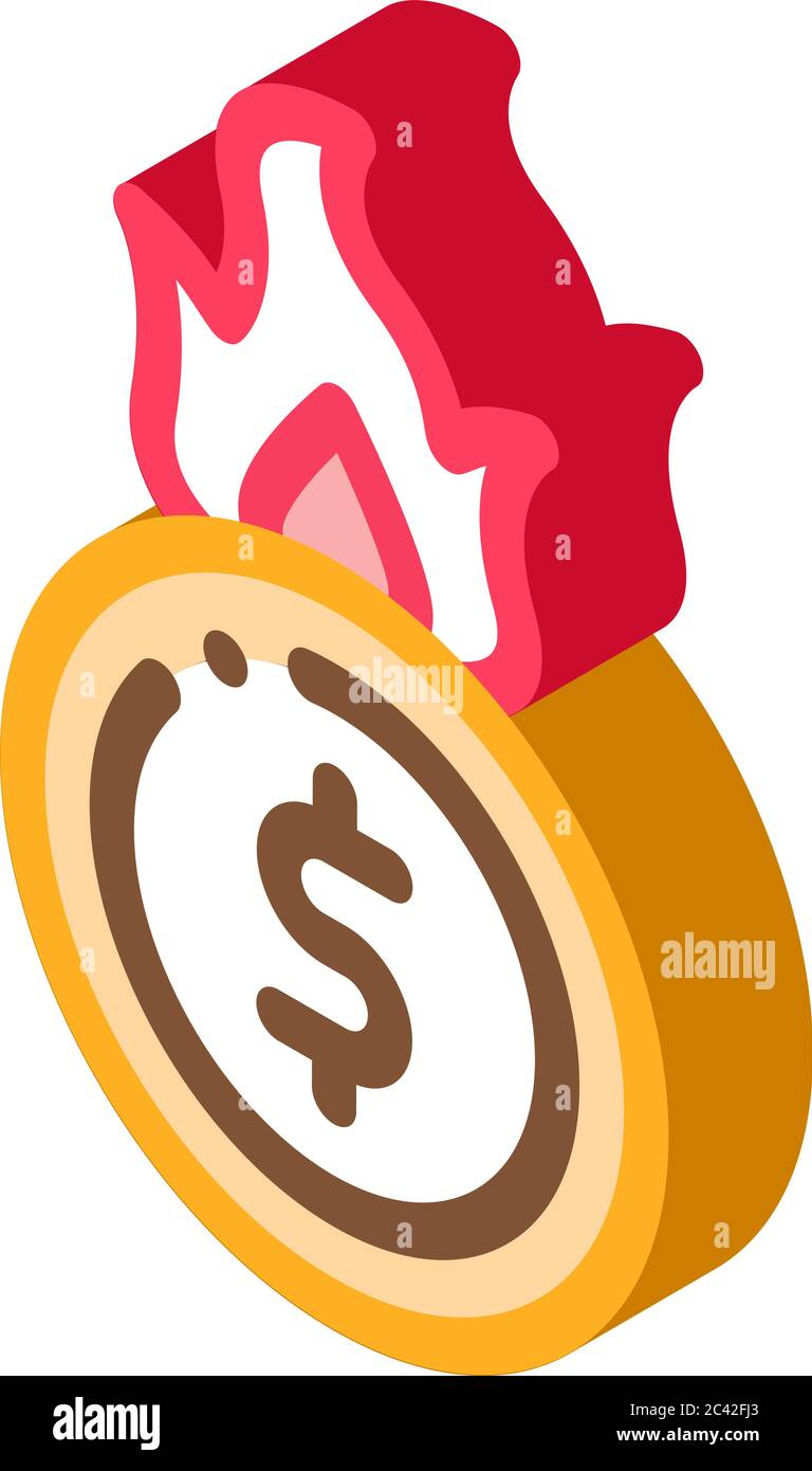 cash burning isometric icon vector illustration Stock Vector Image ...