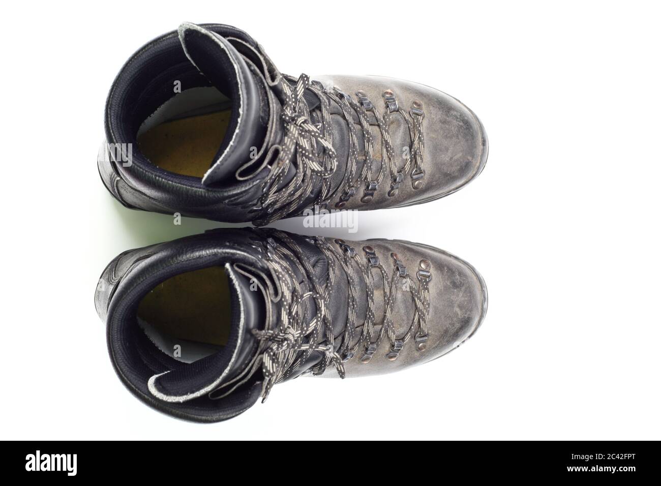 Hiking boots, top view, isolated over white Stock Photo - Alamy