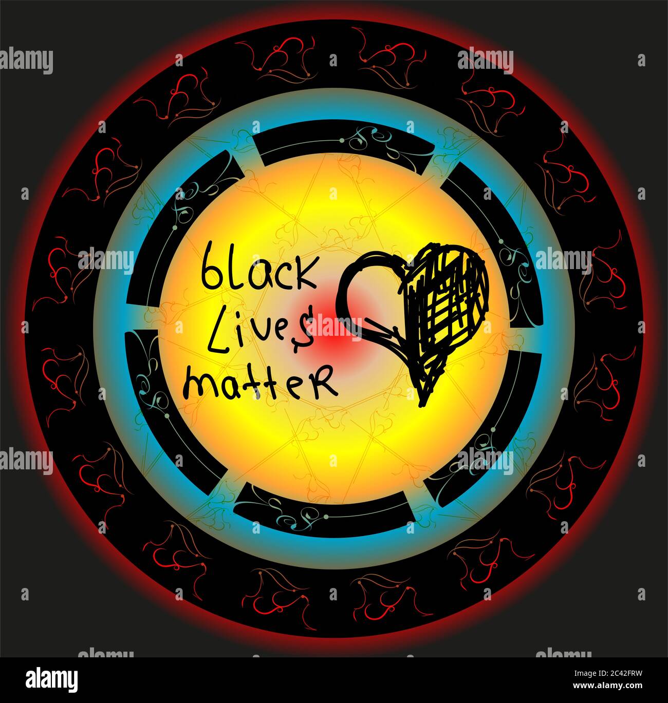 Black lives matter slogan. Hand drawn hearts. Anti racism and racial ...