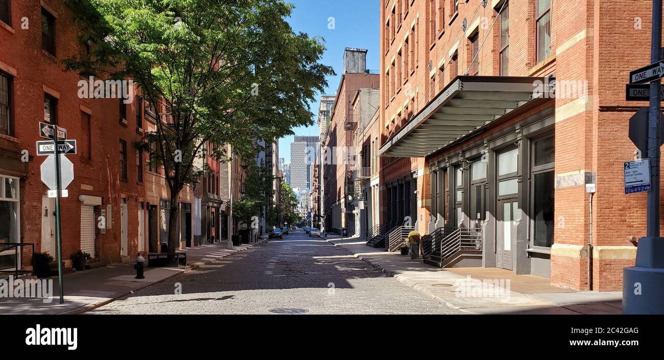 New York City - View of empty streets and sidewalks in the SoHo ...