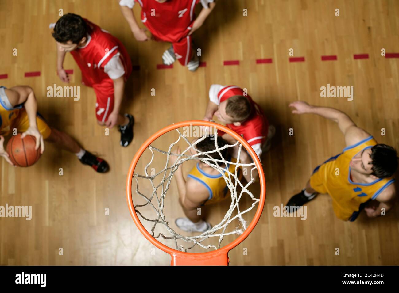 View of a basketball court with players Stock Photo - Alamy
