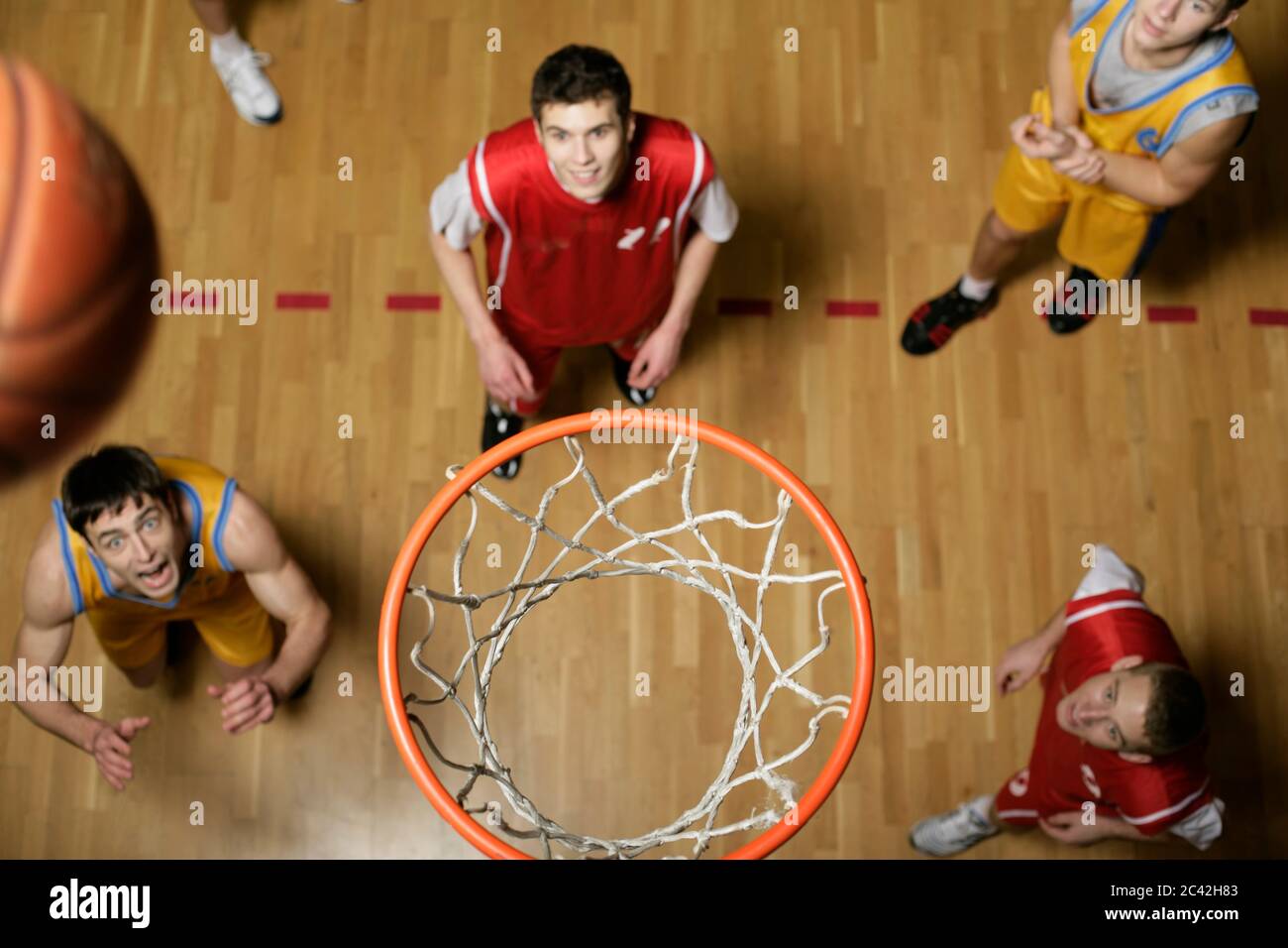View of a basketball court with players Stock Photo - Alamy