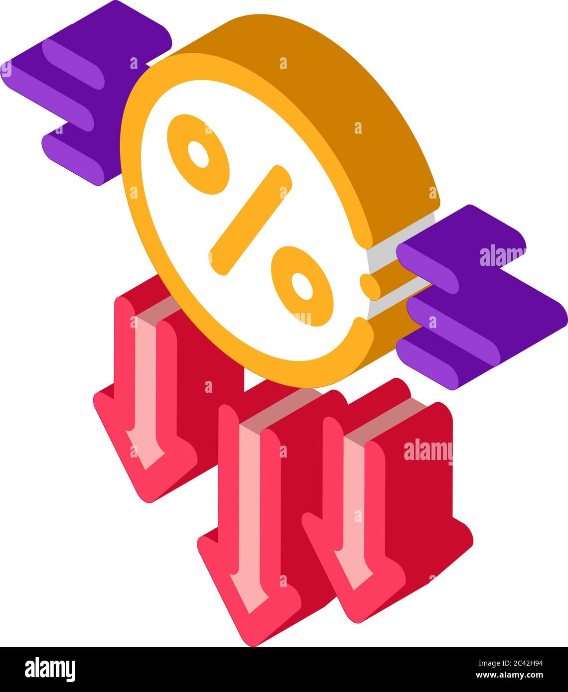 falling interest down isometric icon vector illustration Stock Vector ...
