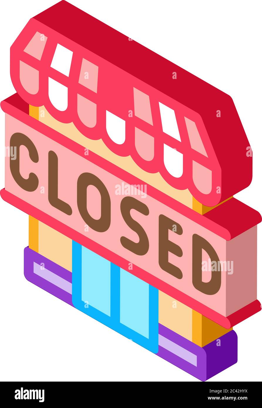 closed shop isometric icon vector illustration Stock Vector Image & Art ...