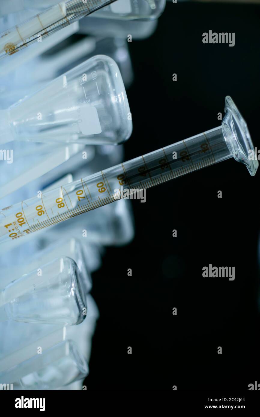 Different laboratory vessels Stock Photo - Alamy