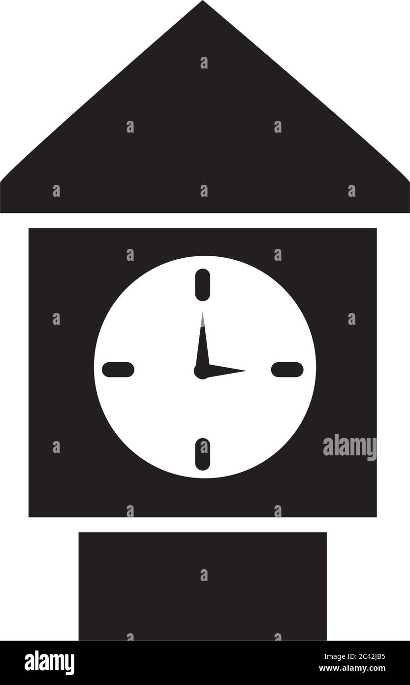 house clock icon over white background, silhouette style, vector ...