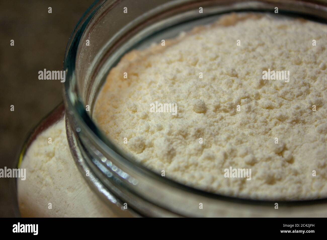 Pot of fresh flour just after poured Stock Photo - Alamy