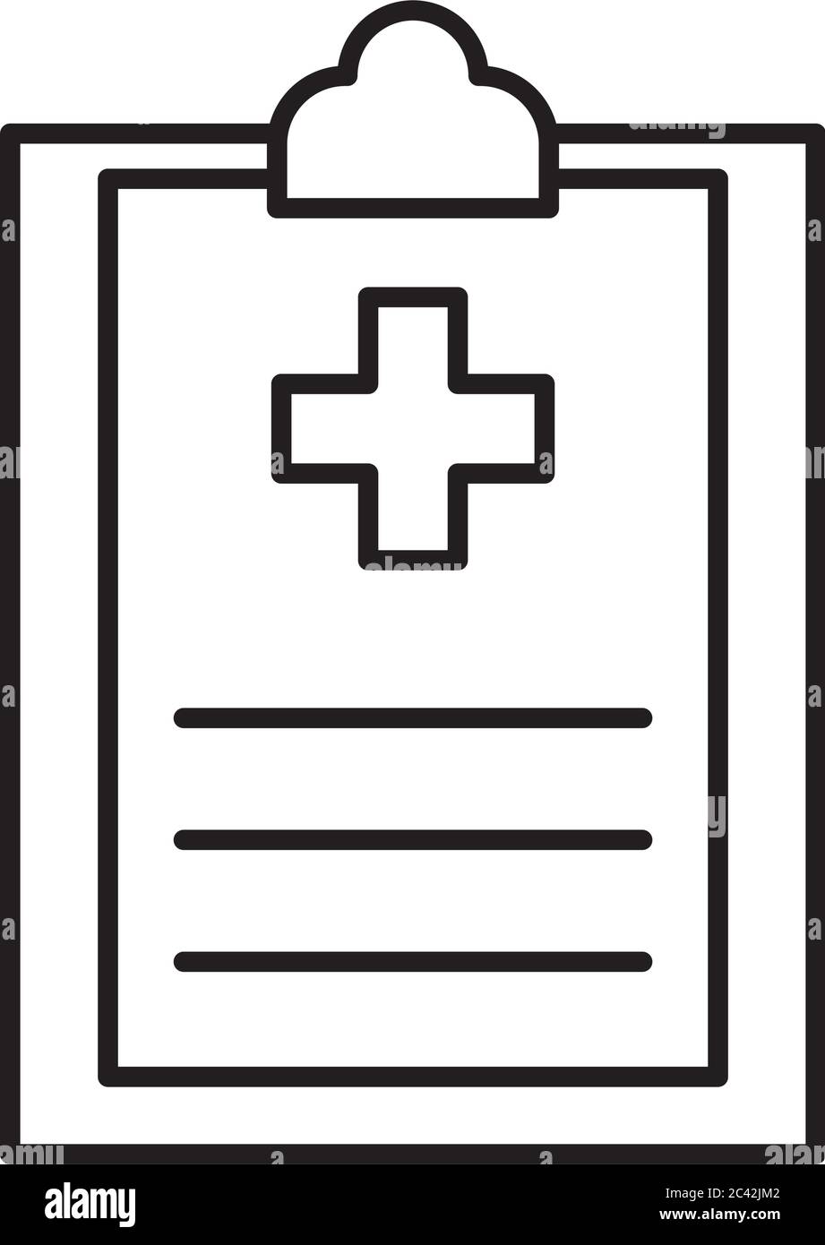 medical report icon over white background, line style, vector ...