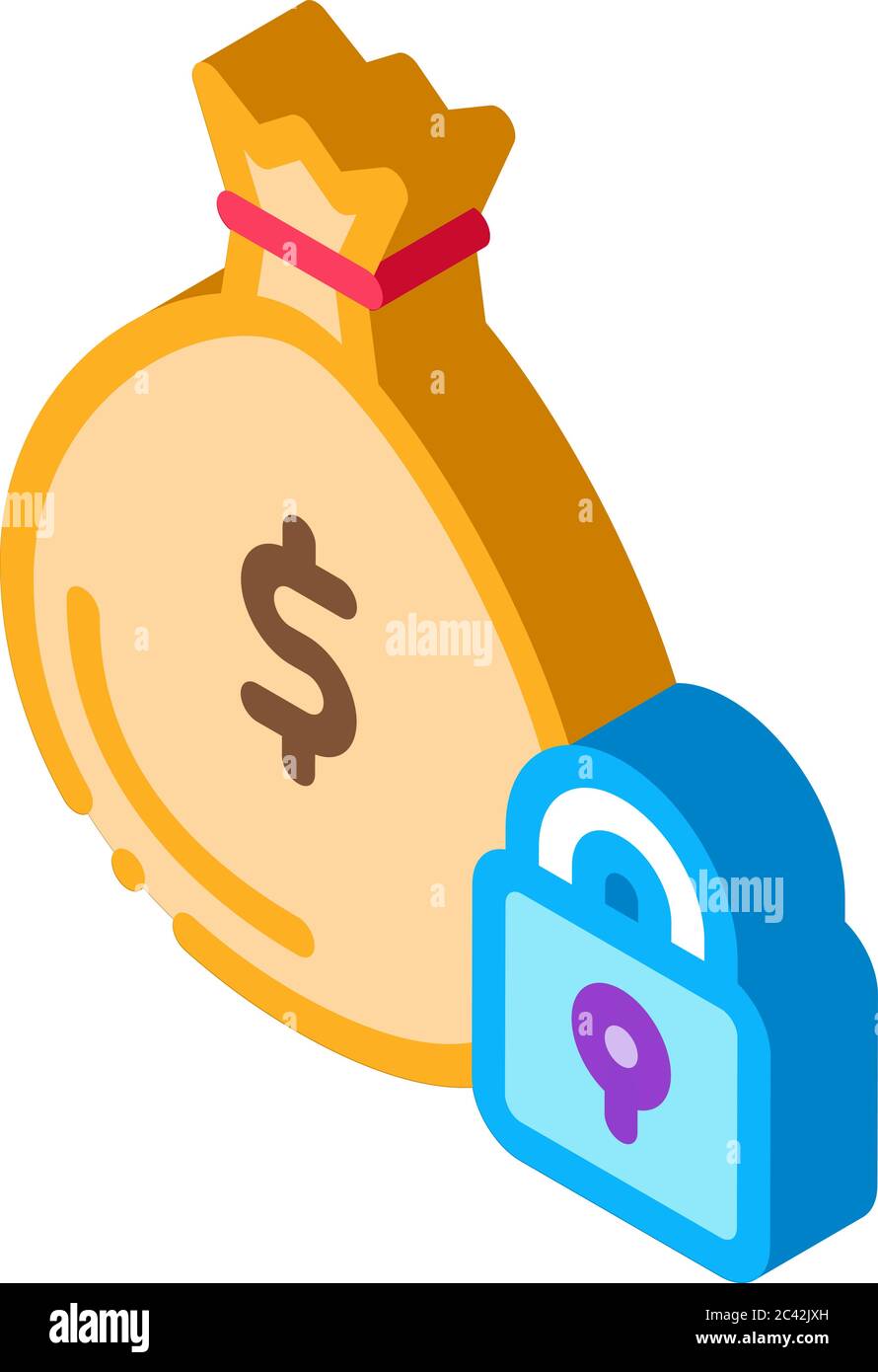 money bag security protection isometric icon vector illustration Stock ...