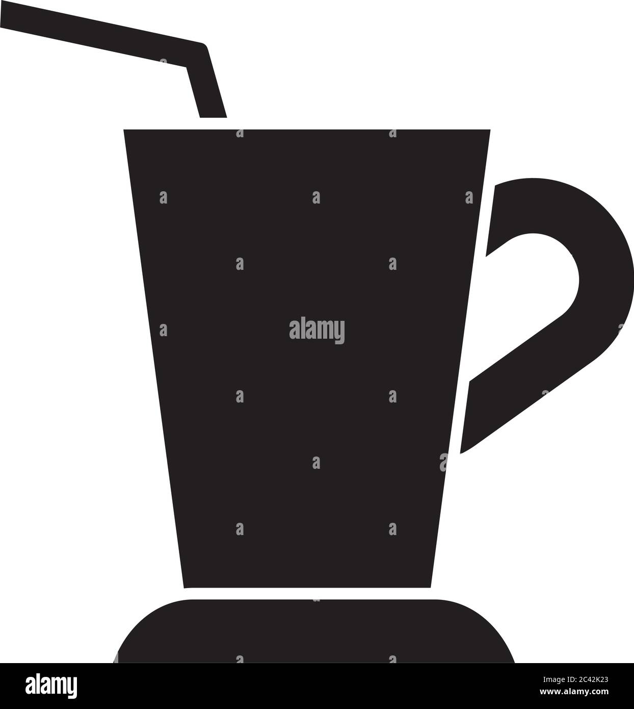 cup with straw icon over white background, silhouette style, vector ...