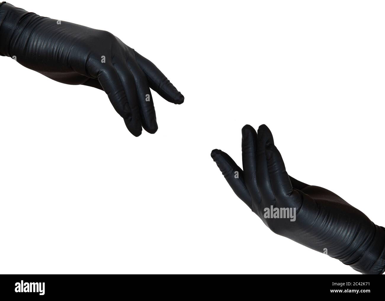 Two hands in sterile gloves stretch to each other Stock Photo - Alamy