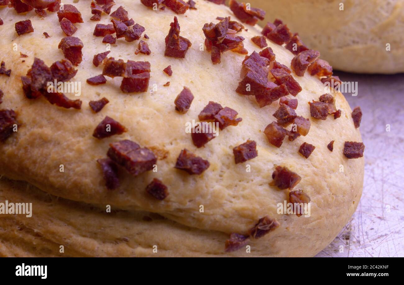 Fresh home baked breads, make out of wheat, one simple and one with ...