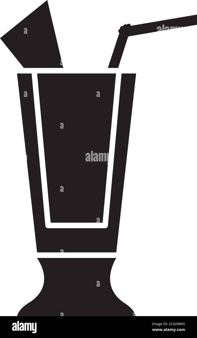 glass with milkshake icon over white background, silhouette style ...