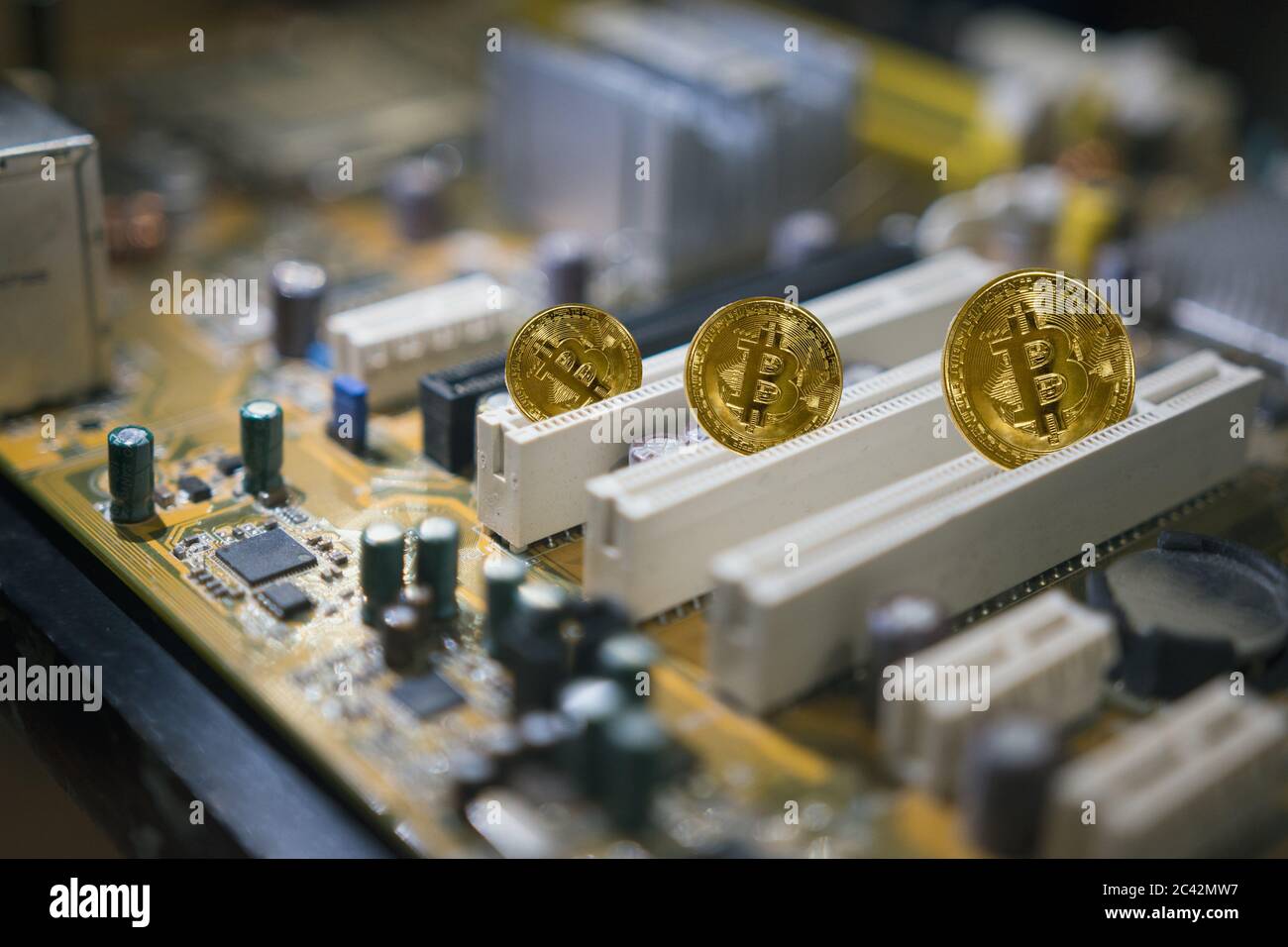 Bitcoin mining inside a computer Stock Photo - Alamy