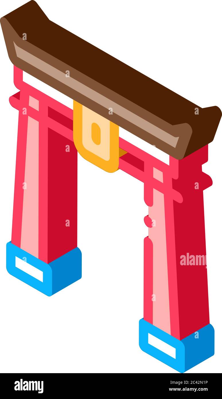 chinese arch with columns isometric icon vector illustration Stock ...