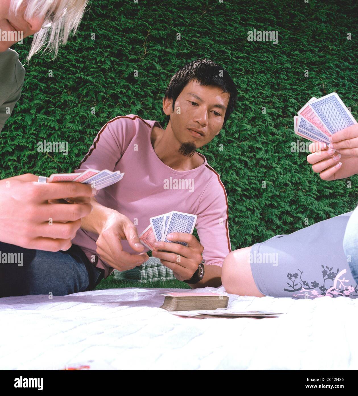 Men playing cards in the garden hi-res stock photography and images - Alamy