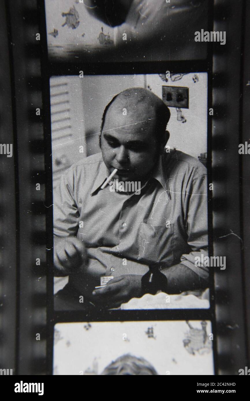Fine 70s vintage black and white lifestyle photography of a smoker ...