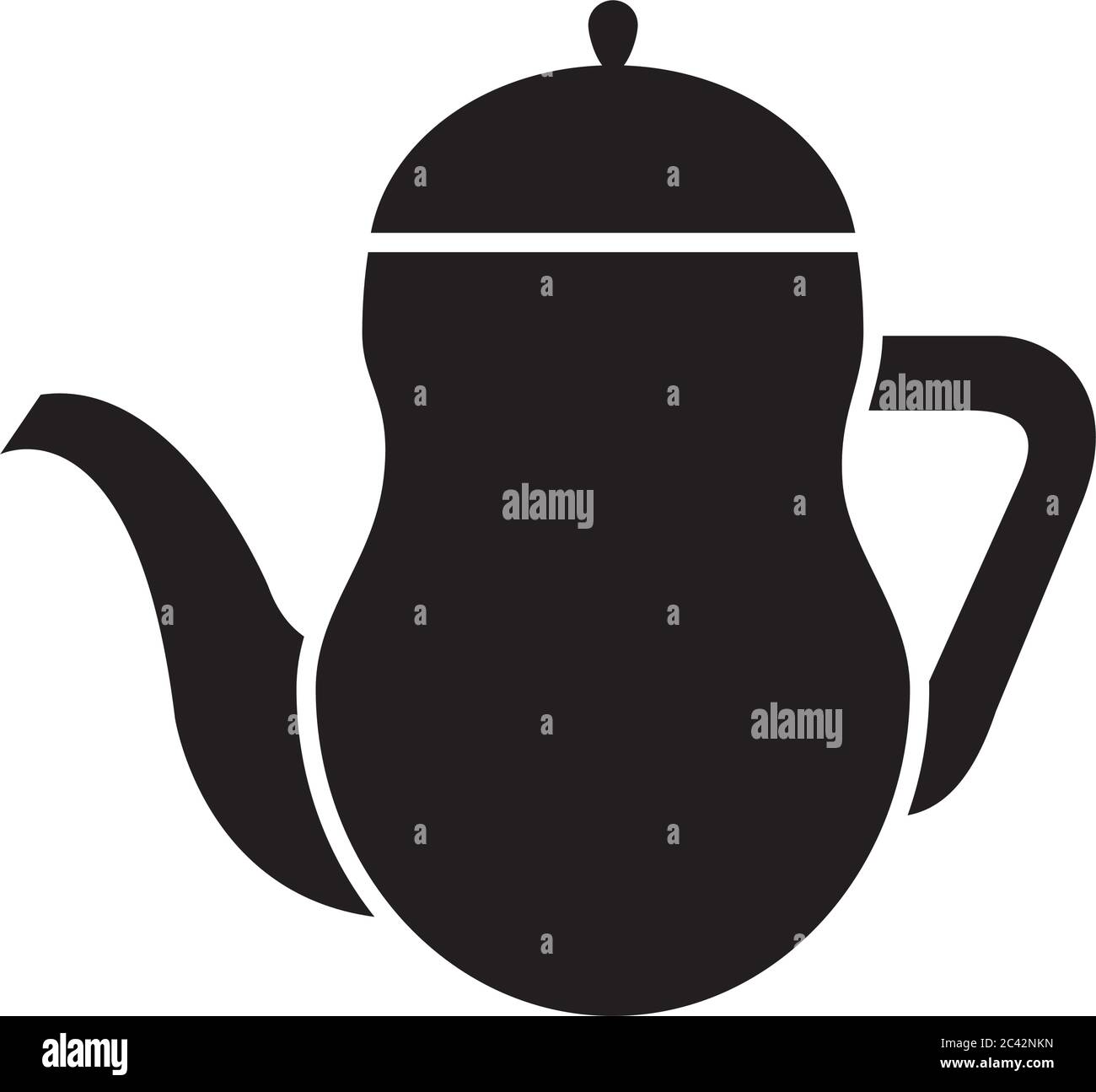 tea jug icon over white background, silhouette style, vector ...