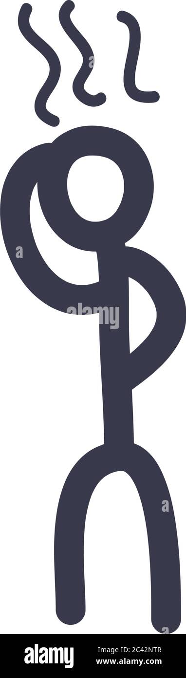Stickfigure with fever fill style icon design of Medical care and covid ...
