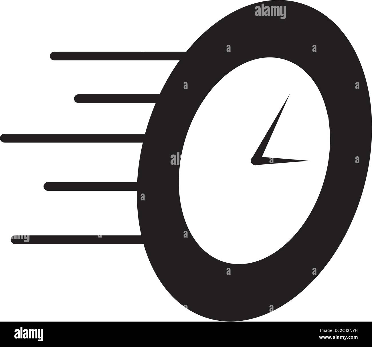 fast clock icon over white background, silhouette style, vector ...