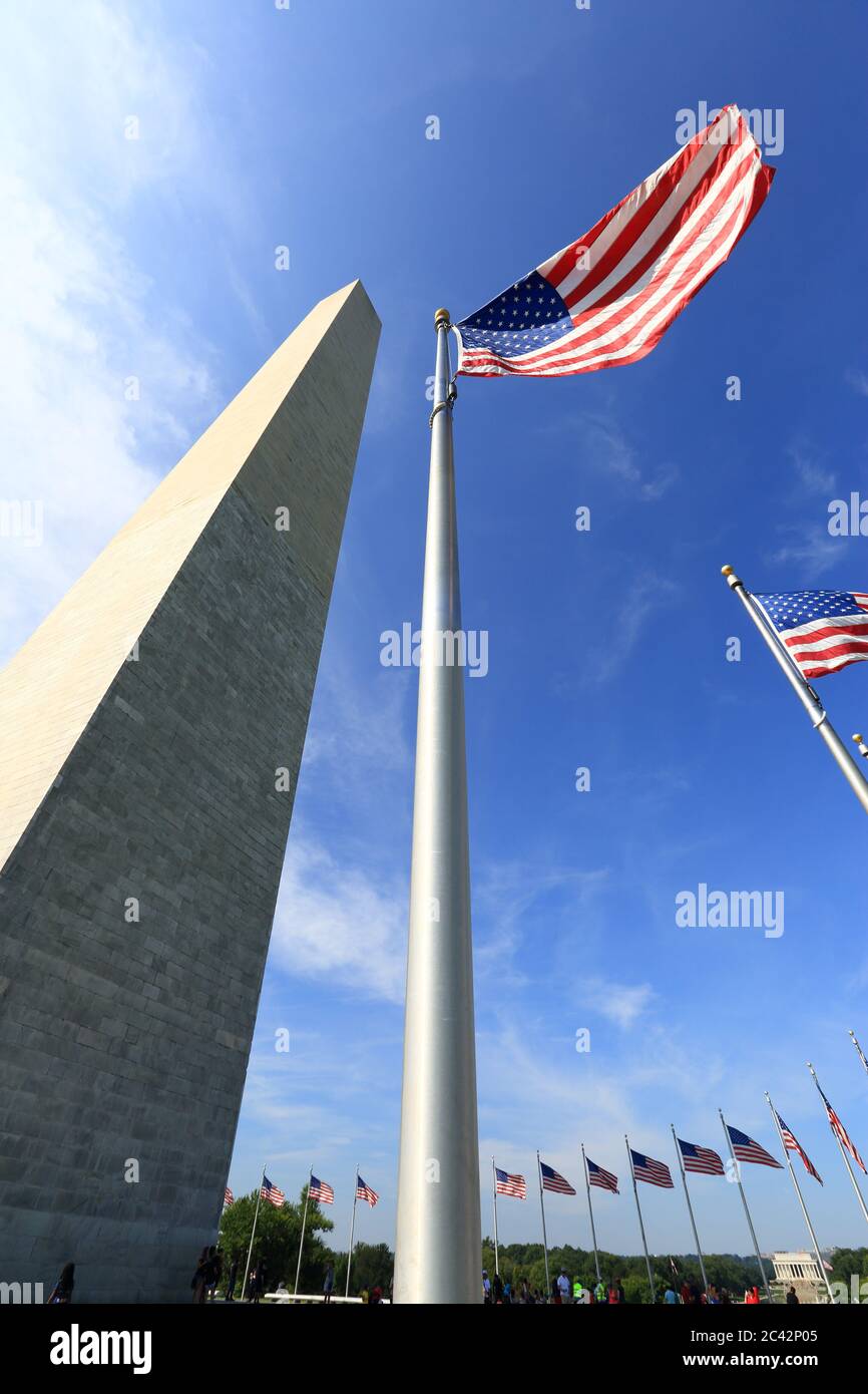 Washington Monument (obelisk) on the National Mall in Washington, D.C ...