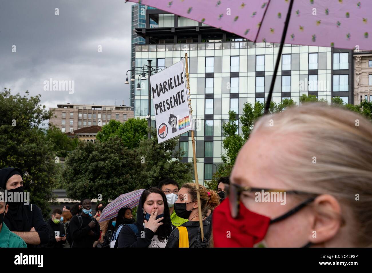 Relaxing moments between friends during the protest assembly in ...