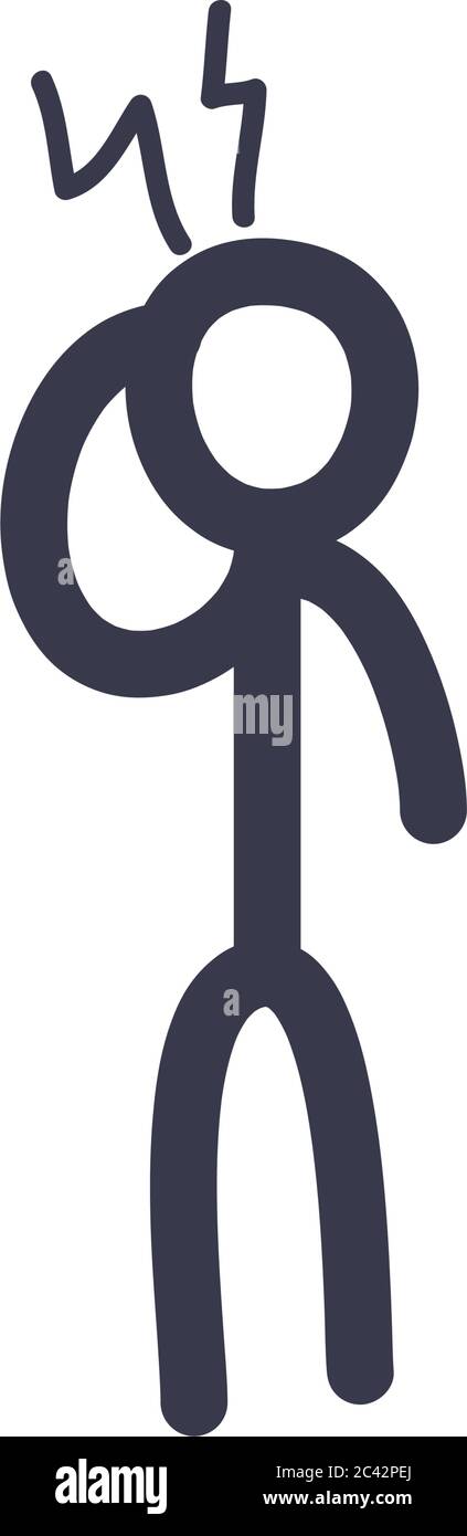 Stickfigure with headache fill style icon design of Medical care and ...