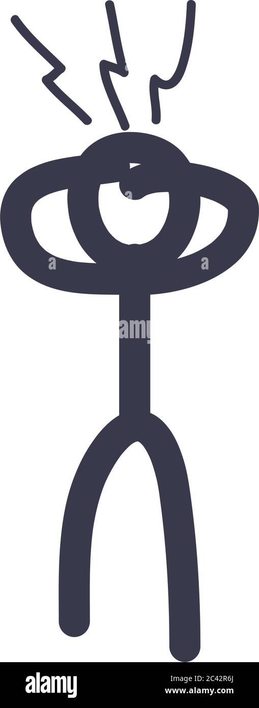 Stickfigure with headache fill style icon design of Medical care and ...