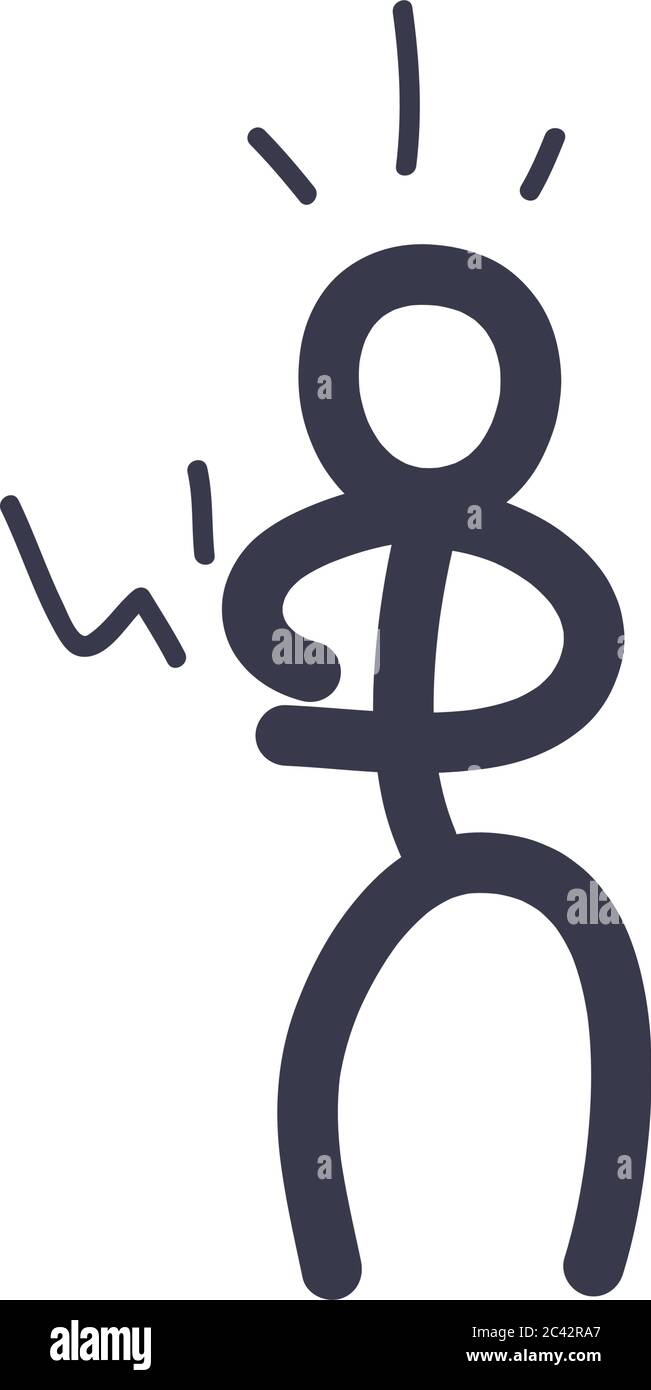 Stickfigure with stomach ache fill style icon design of Medical care ...