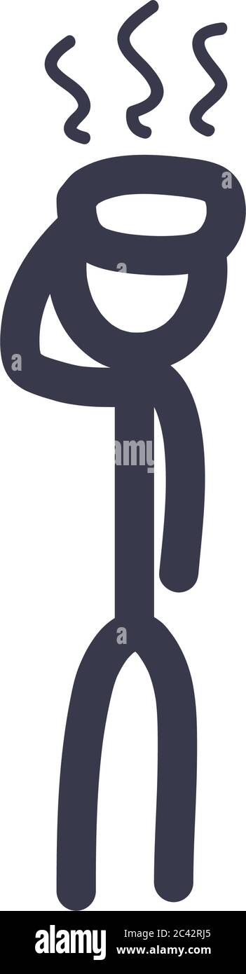 Stickfigure with fever fill style icon design of Medical care and covid ...