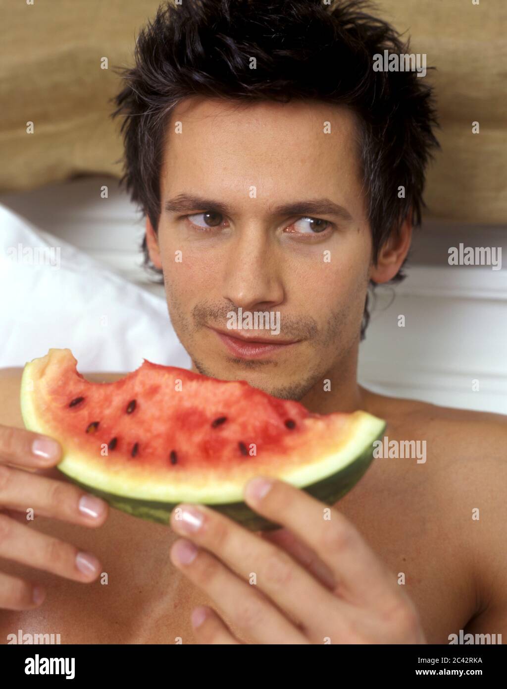 Man with watermelon - nutrition Stock Photo - Alamy