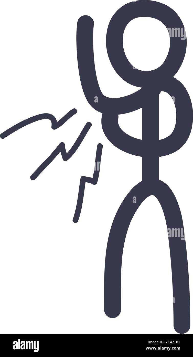 Stickfigure with muscle pain fill style icon design of Medical care and ...