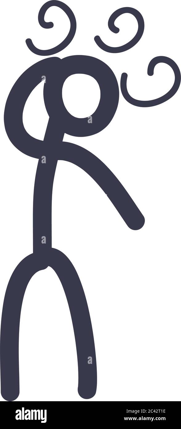 Stickfigure with fever fill style icon design of Medical care and covid ...