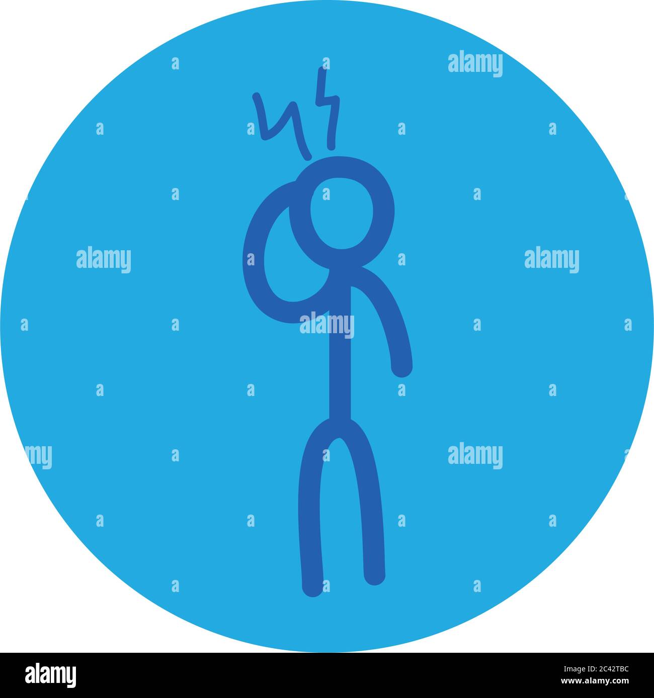 Stickfigure with headache block style icon design of Medical care and ...