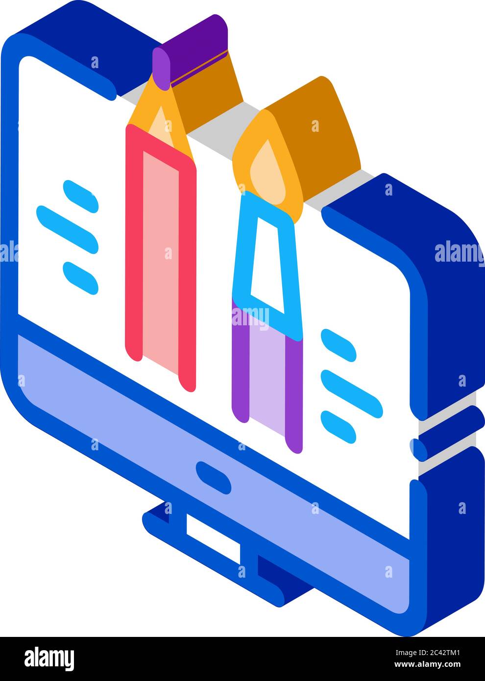 paint on computer isometric icon vector illustration Stock Vector Image ...