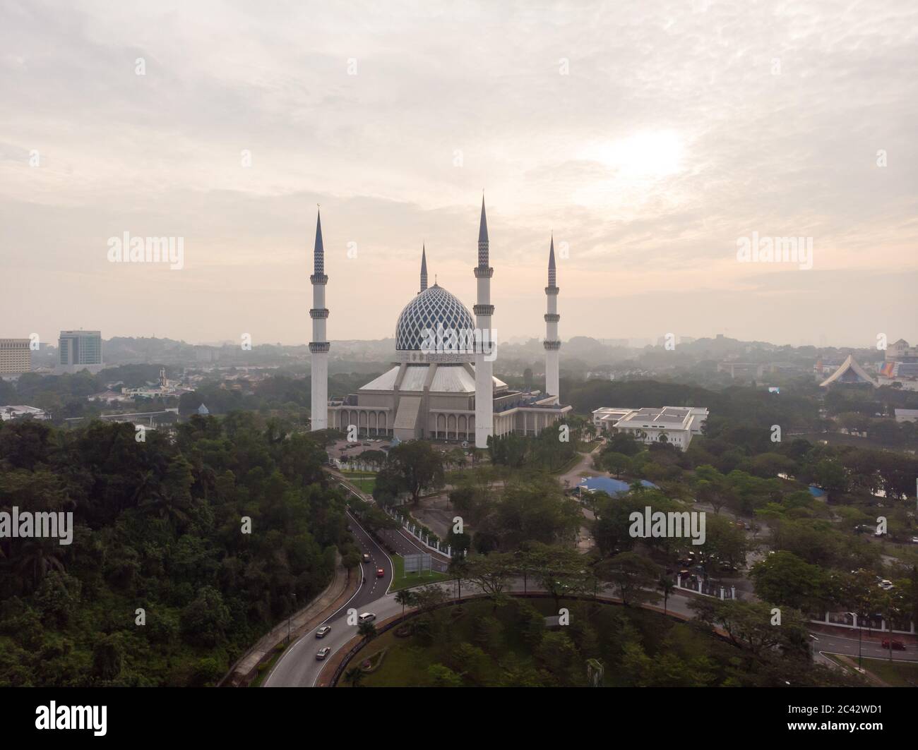 Aerial view of Sultan Salahuddin Abdul Aziz Mosque or locally known as ...
