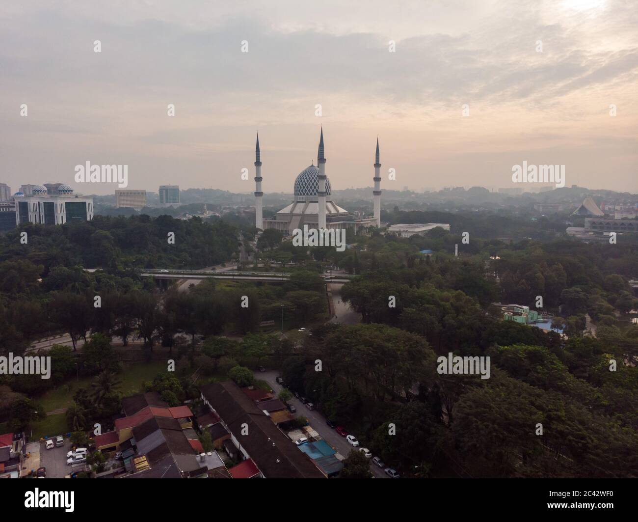 Aerial view of Sultan Salahuddin Abdul Aziz Mosque or locally known as ...
